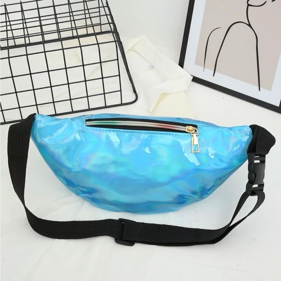 unb | Bags | Holographic Blue Fanny Pack Nwt | Poshmark